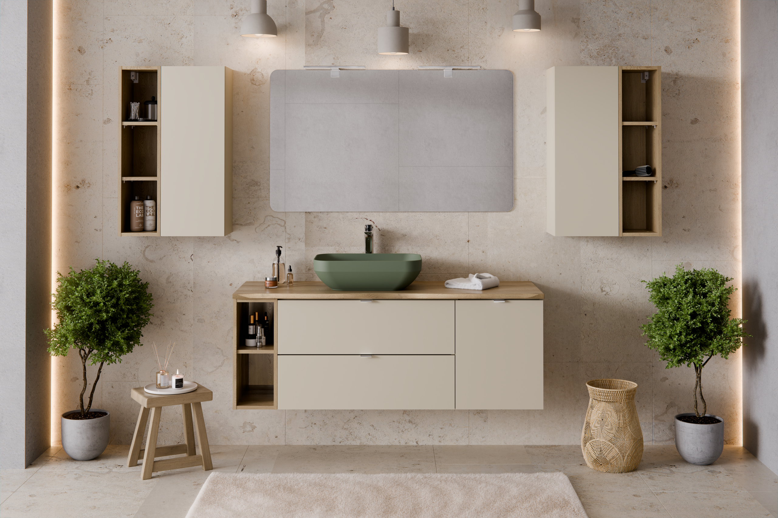 WASHBASIN CABINET DALIA BEIGE & OAK & GOLD 80CM – Furnlux