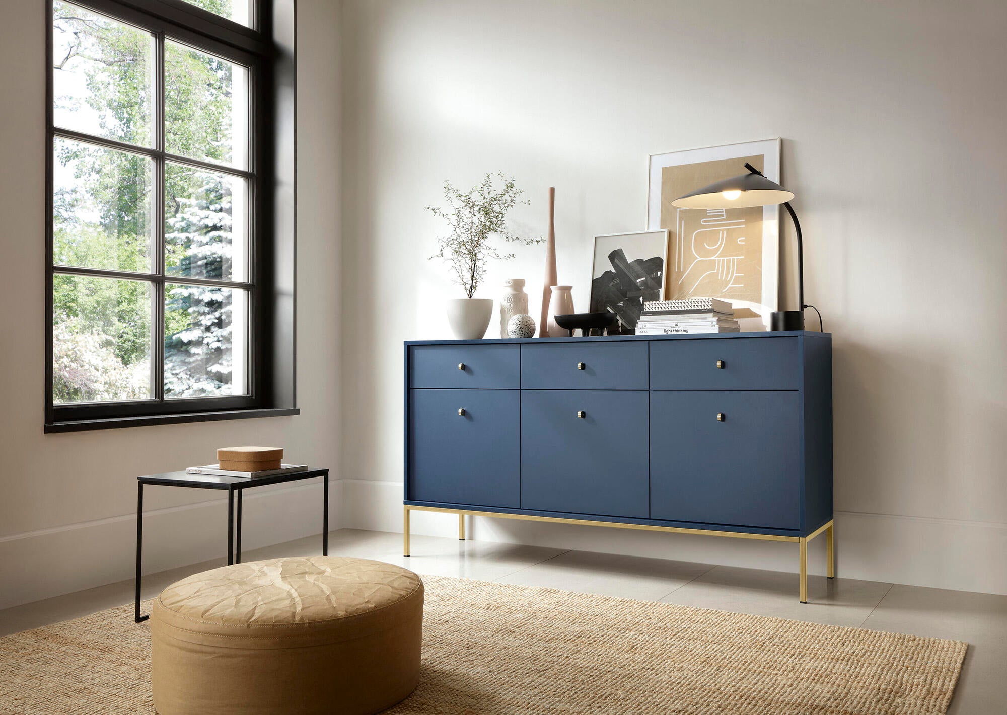 SIDEBOARD MONO NAVY BLUE & GOLD 154CM – Furnlux